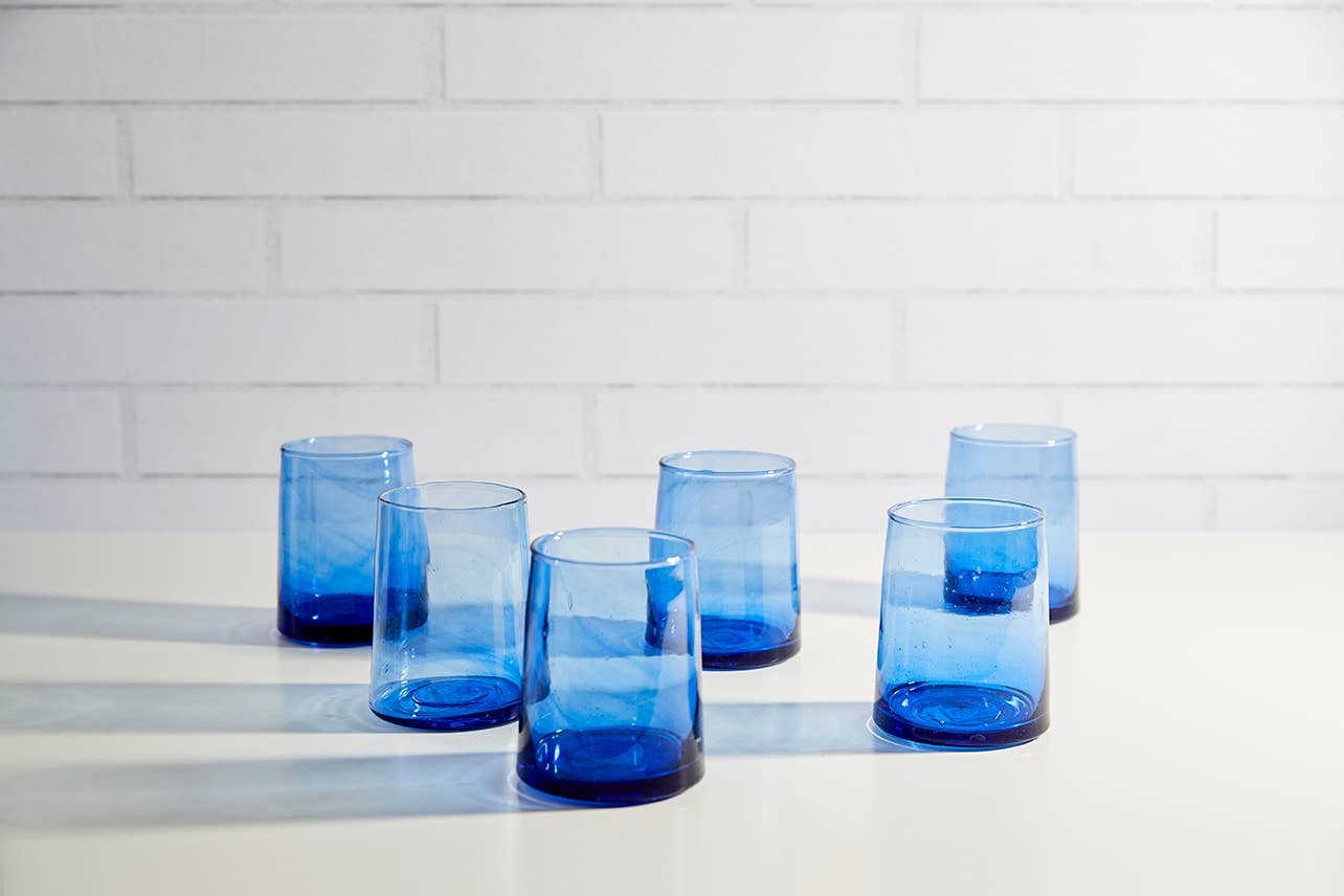 Moroccan Cone Glassware Small - Blue – The Collective Shop